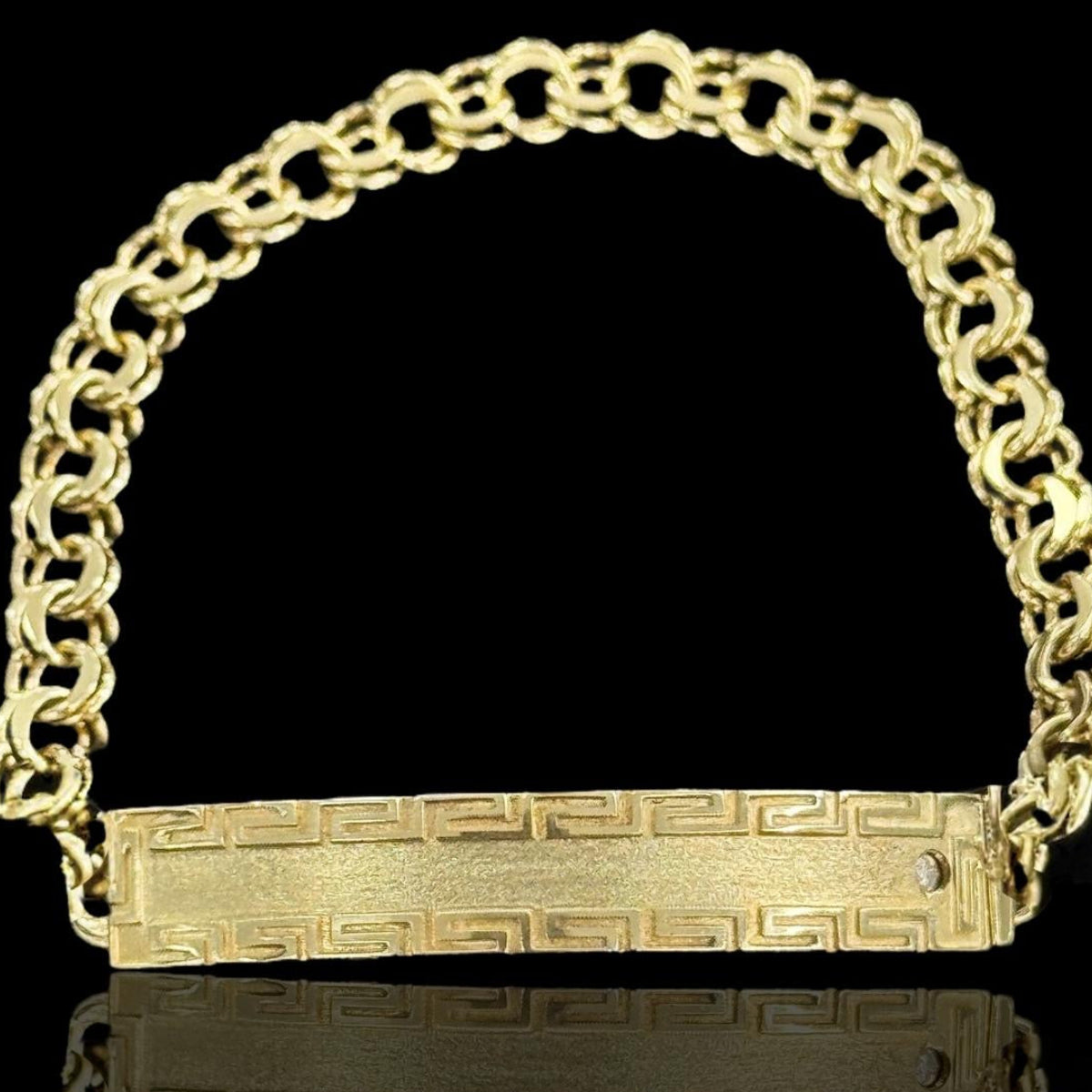 Kid’s Chino Link Bracelet w Greco Border 10k – Veronica's Jewelry