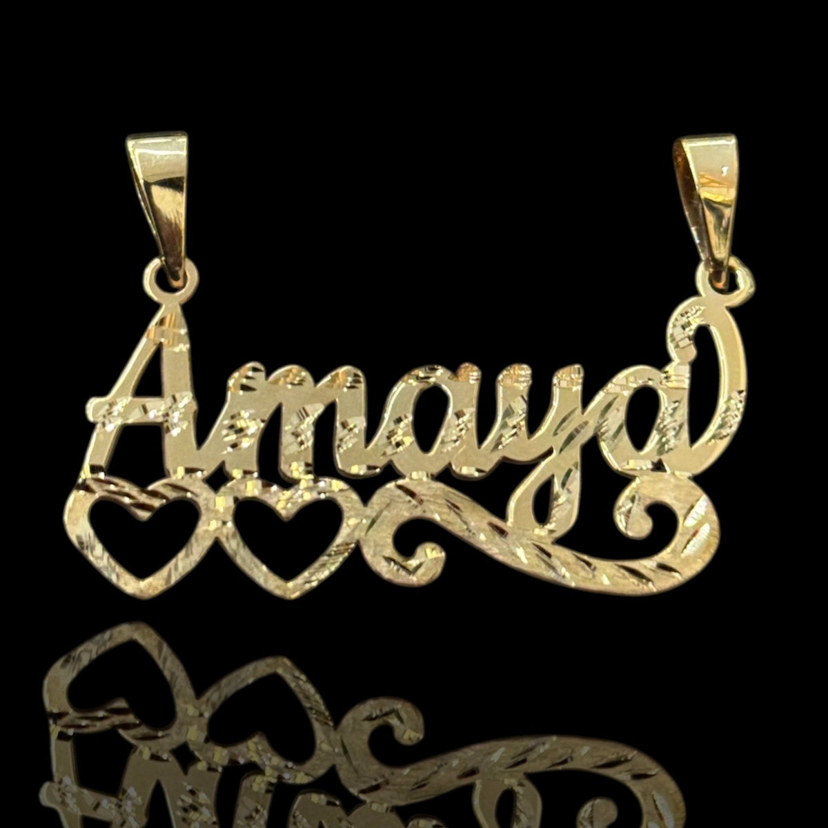 Double heart Swirl Name Plate Design – Veronica's Jewelry